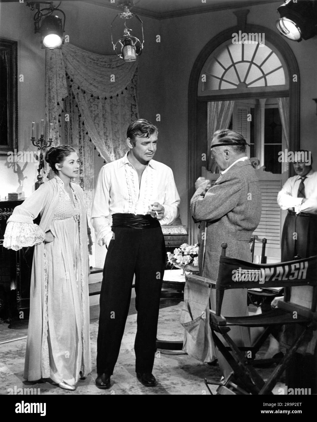 YVONNE DE CARLO CLARK GABLE and Director RAOUL WALSH on set candid ...