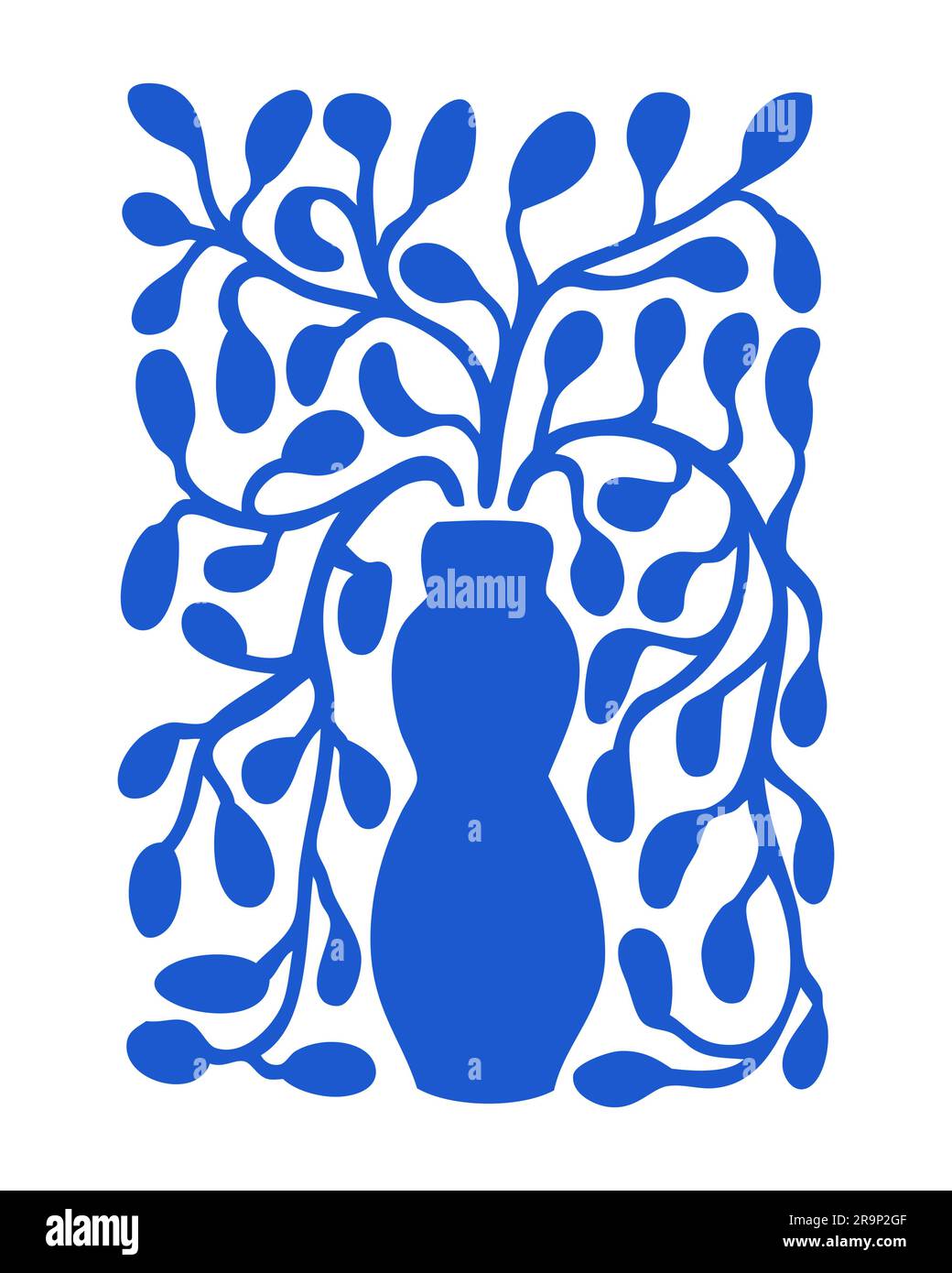 Vector trendy poster with flower and plant composition in minimalistic ...
