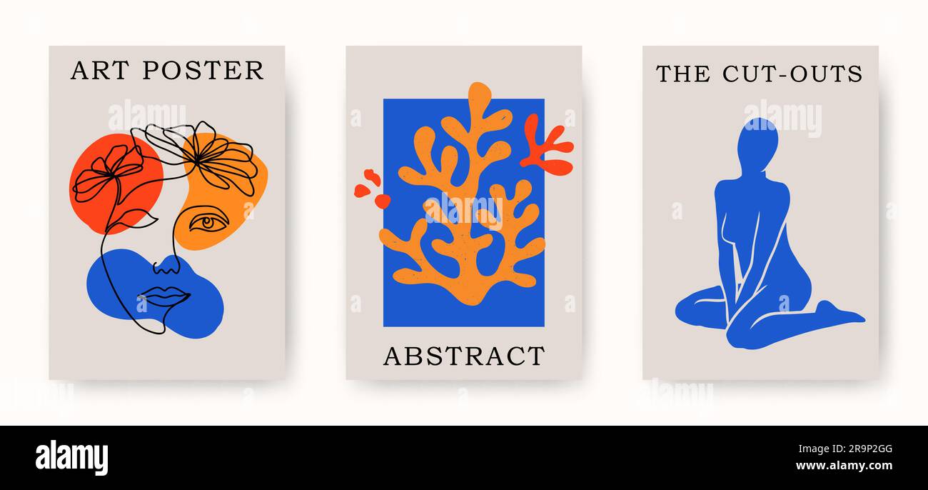 Vector set of abstract trendy Matisse inspired female body figure with ...