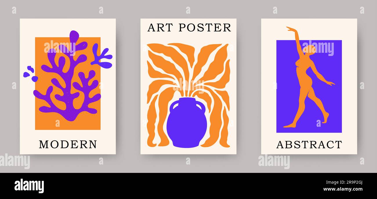 Vector set of abstract trendy Matisse inspired female body figure with ...