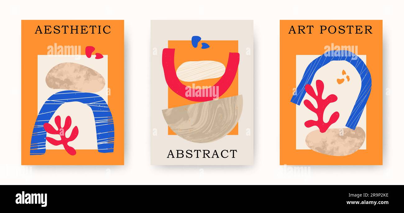 Vector modern set of abstract contemporary aesthetic posters with ...