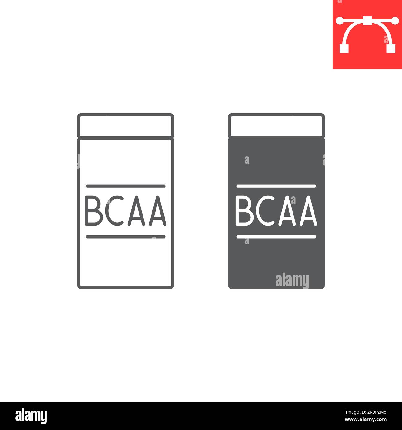 BCAA line and glyph icon, supplements and health, amino acids vector ...