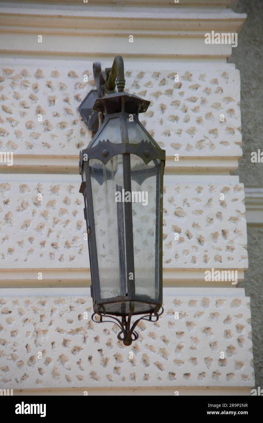 metallic glass outside lamp Stock Photo - Alamy
