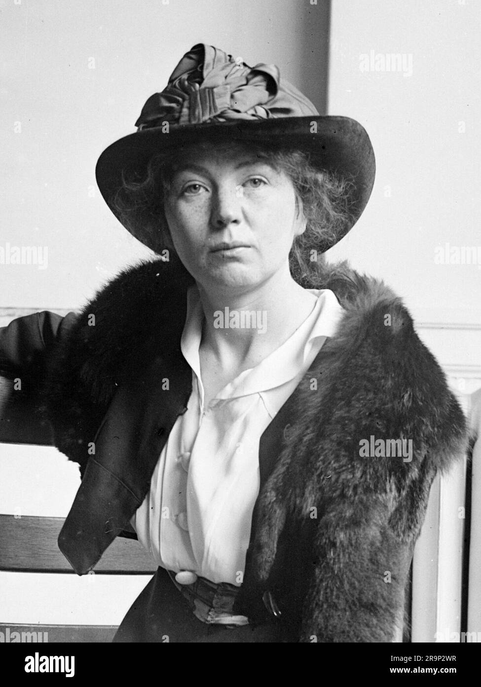 A studio portrait of Christabel Pankhurst. The photo is from 1918when ...