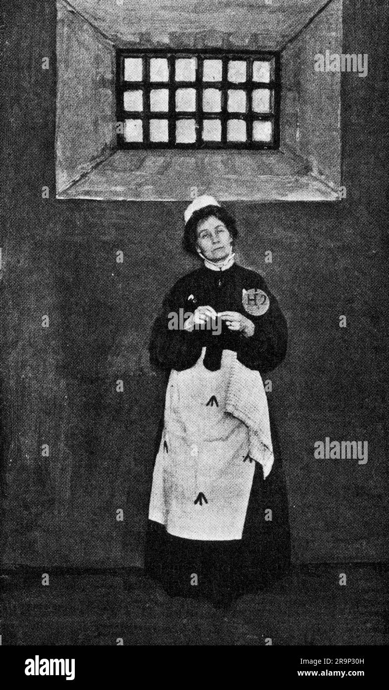 A photo of Emmeline Pankhurst (wearing prison clothes), She described ...