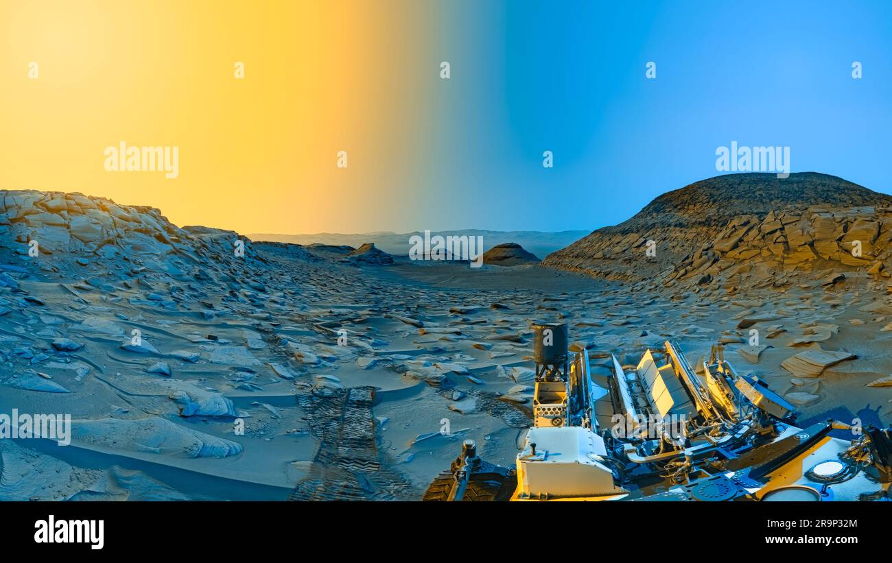 Scenics in planet Mars. Digital enhancement of a NASA image. Media ...