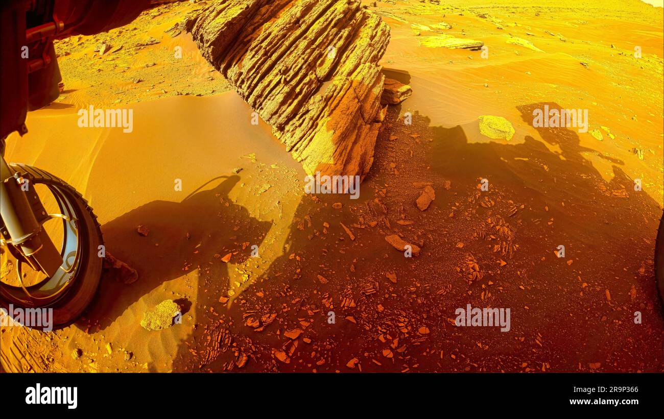 Scenics in planet Mars. Digital enhancement of a NASA image. Media ...