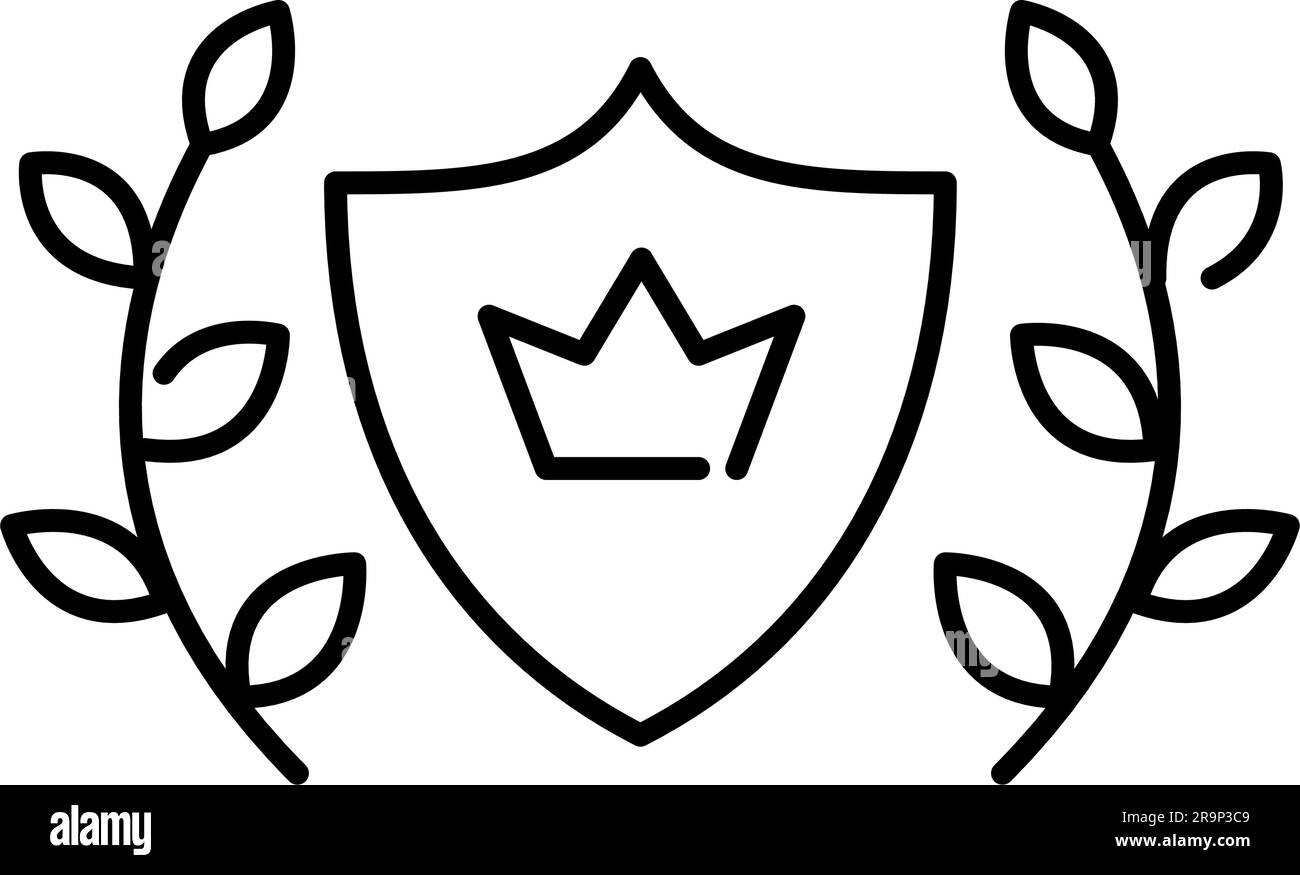 Shield with crown on it and laurel wreath. Premium quality product ...