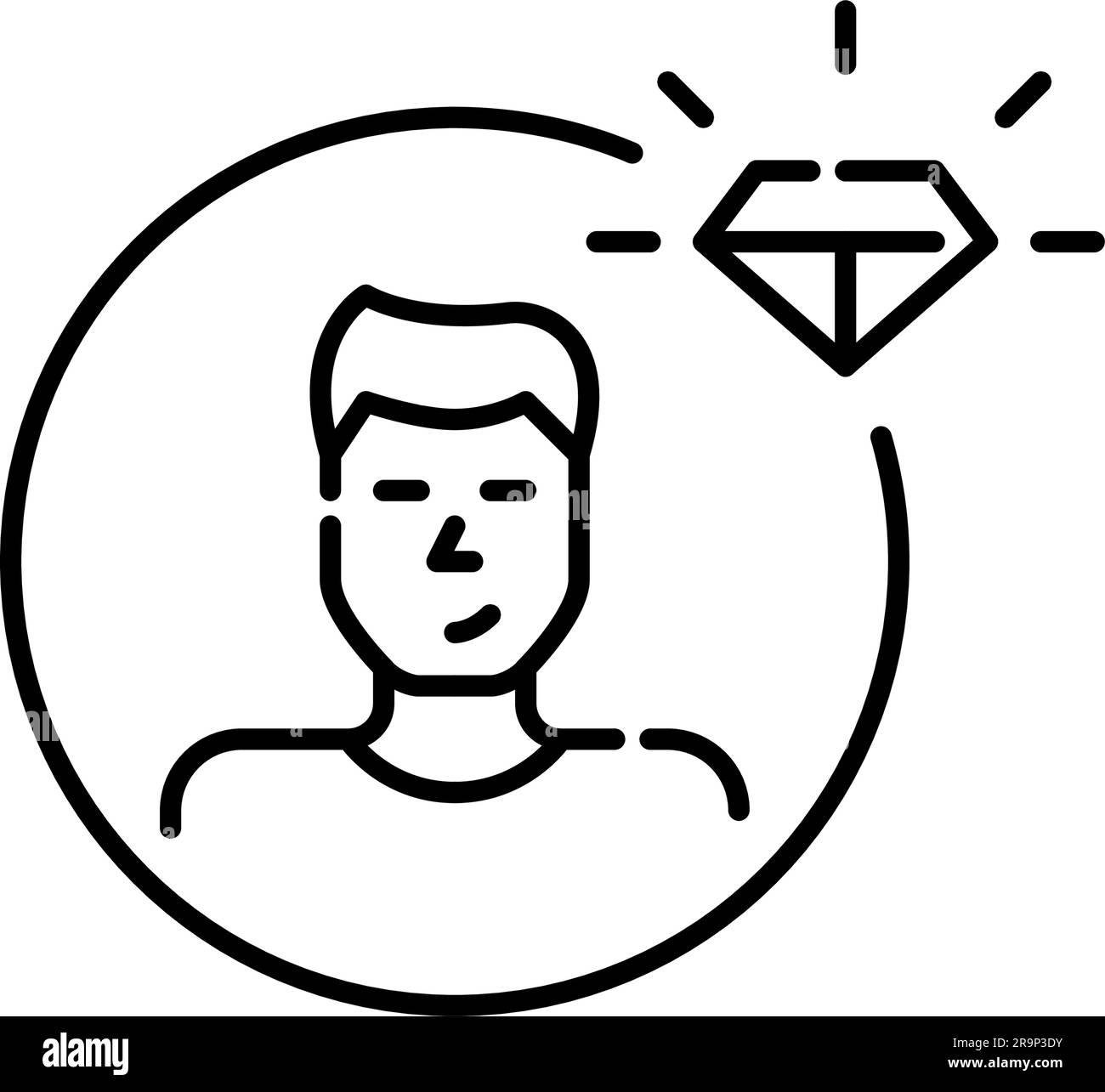 Premium user icon. Young man with short hair avatar. Shining diamond ...