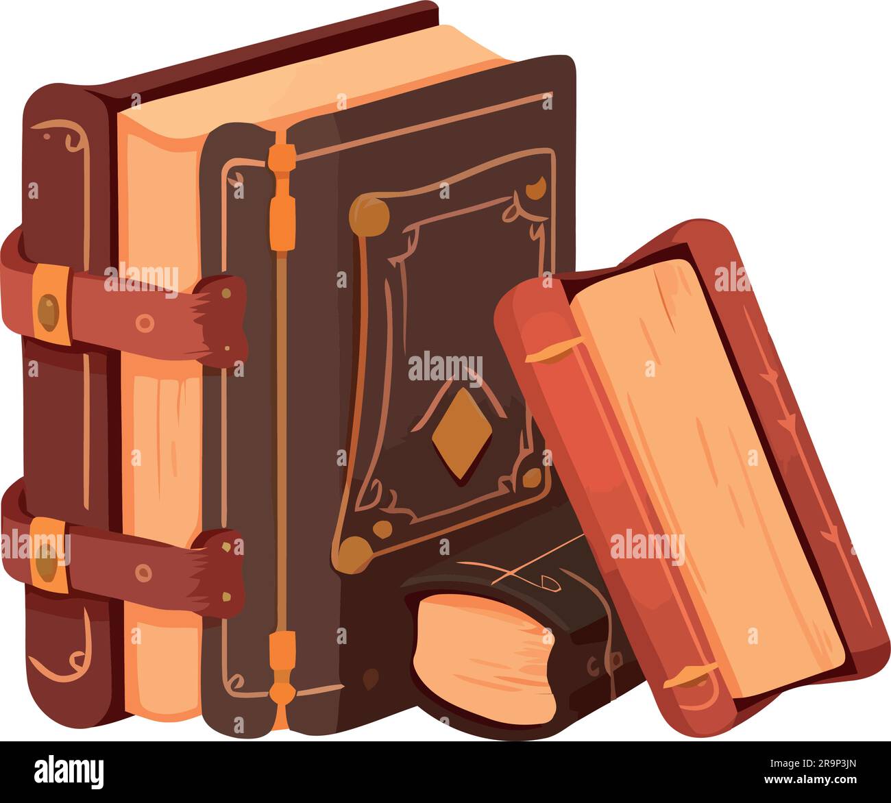 Old leather suitcase full of antique books isolated Stock Vector Image ...