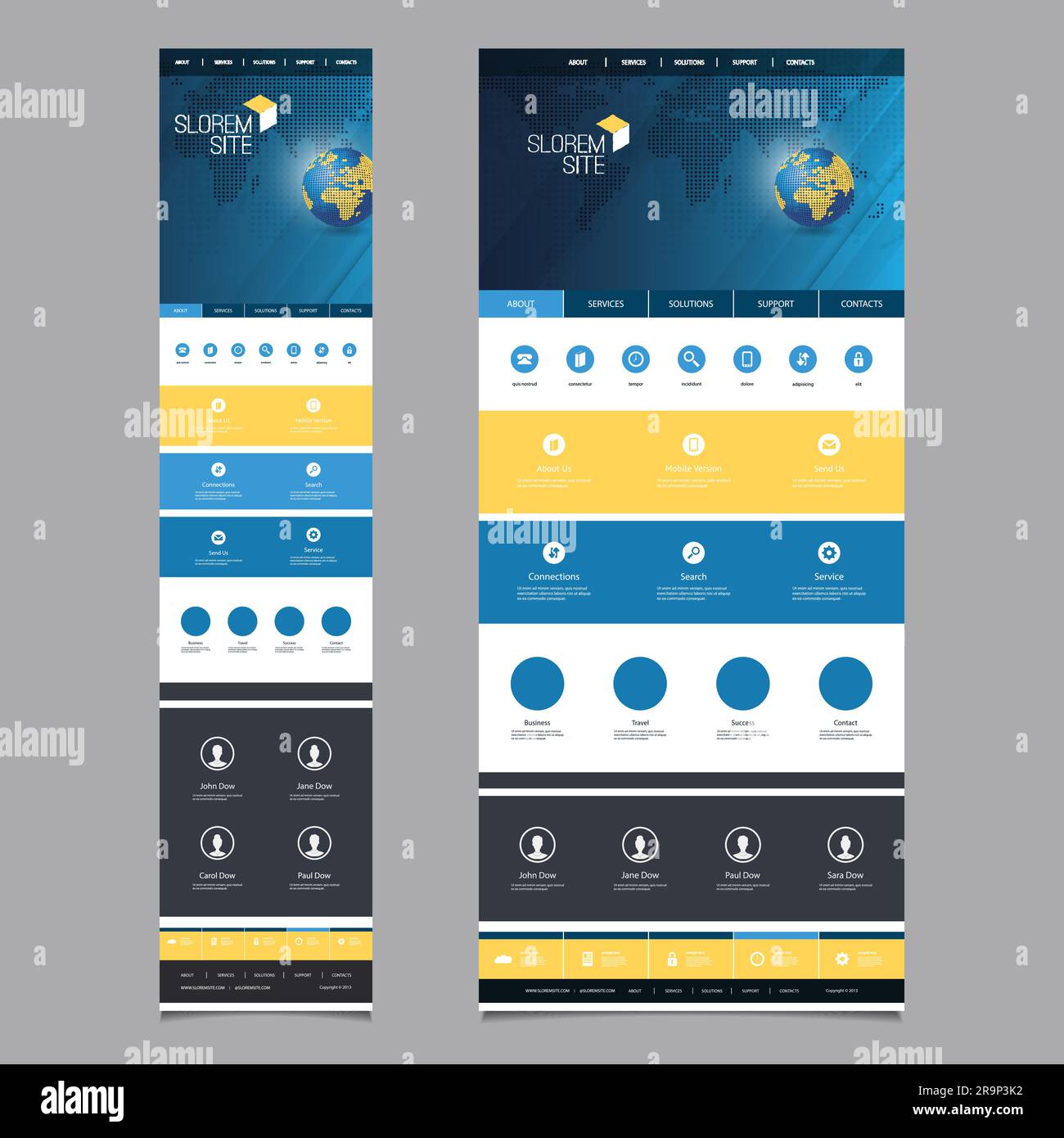 Responsive One Page Website Template - Header Design with Earth Globe ...