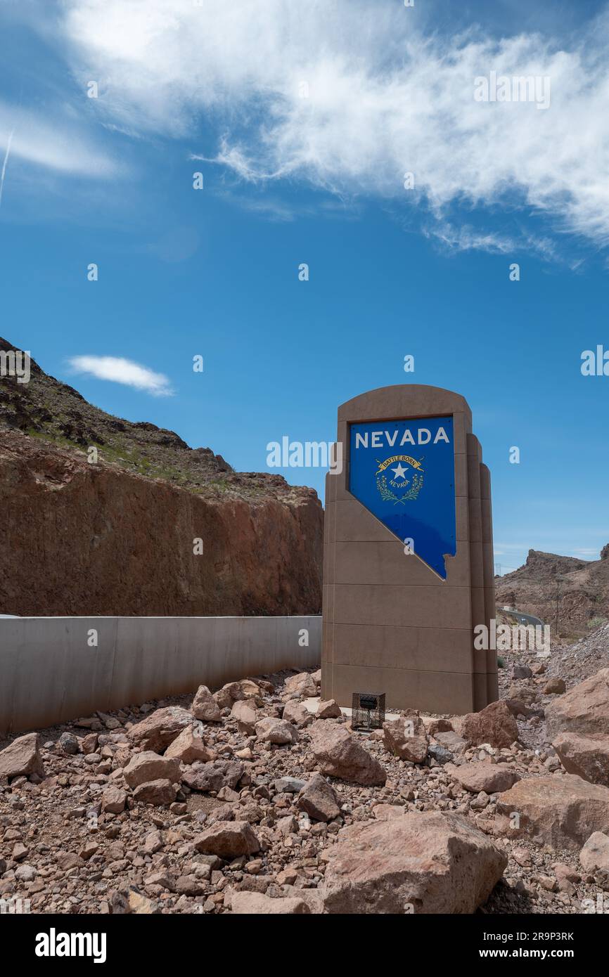 Las Vegas, NV - 4/11/2023: Nevada State Sign at Border of Arizona and ...