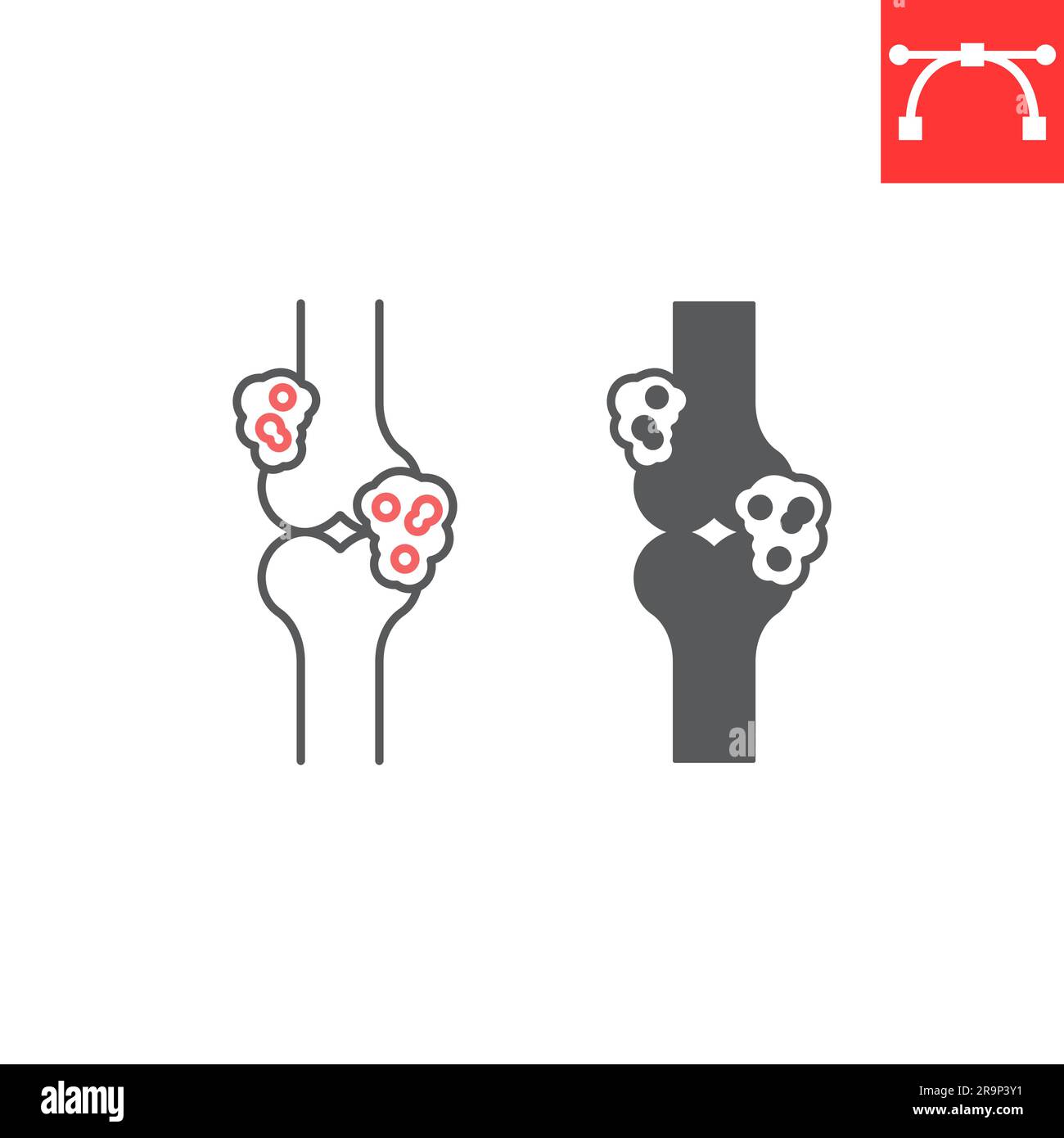 Bone cancer line and glyph icon, oncology and medicine, osteogenic ...