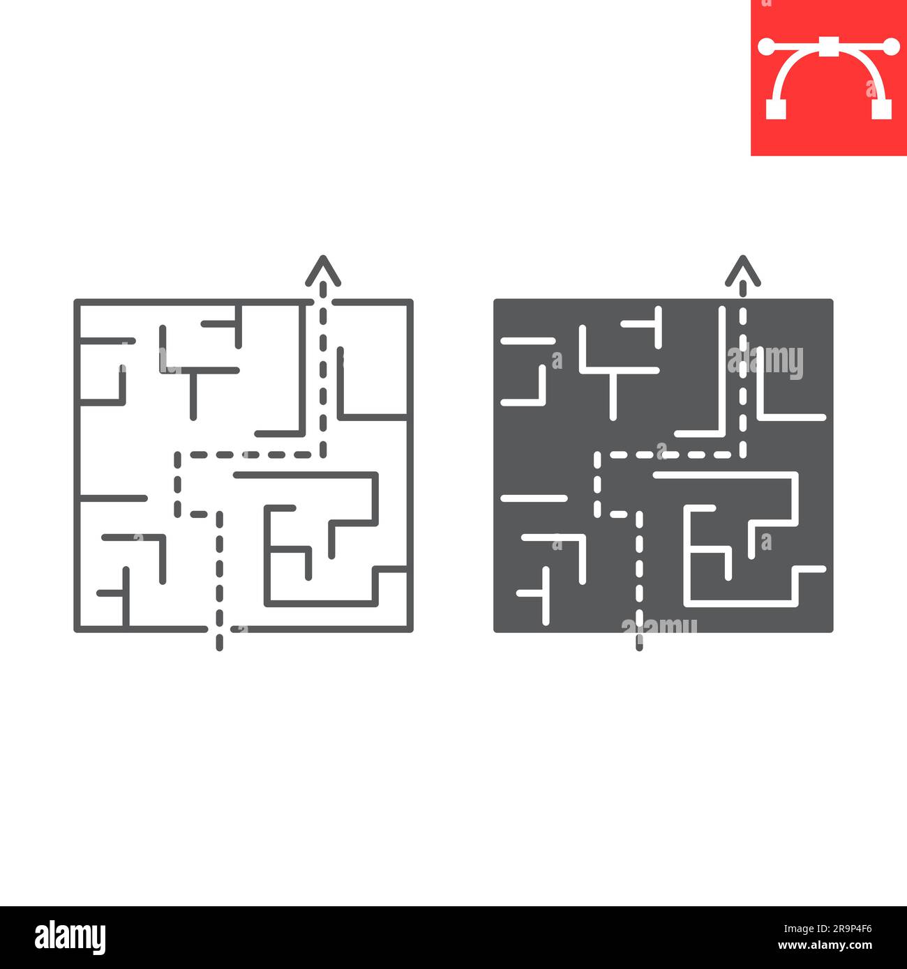 Maze line and glyph icon, solution and business , labyrinth vector icon ...