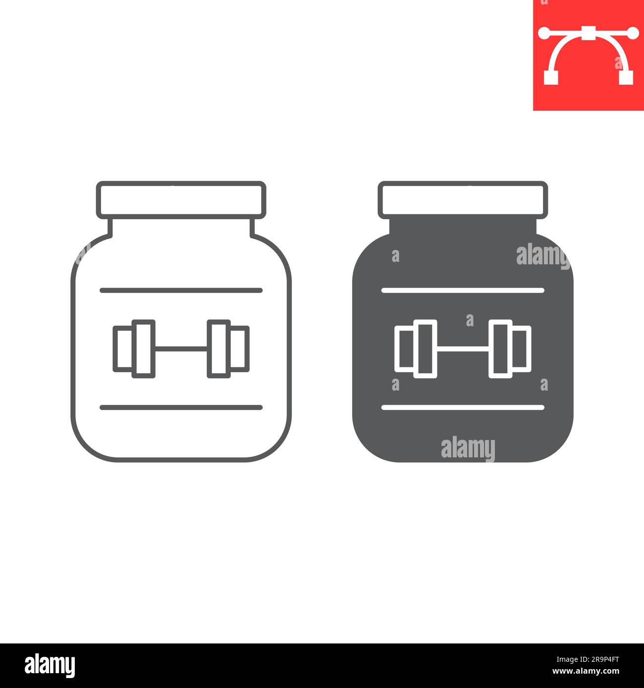 Protein line and glyph icon, supplements and health, whey vector icon ...