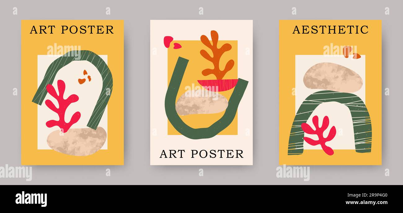 Vector modern set of abstract contemporary aesthetic posters with ...