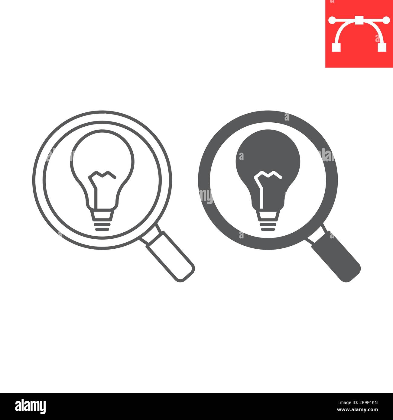 Finder solution line and glyph icon, solution and business , magnifier ...