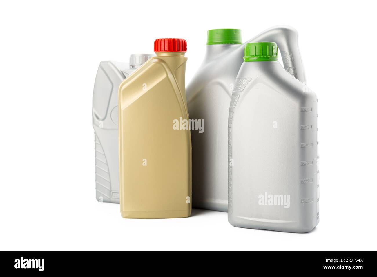 Plastic bottles from automobile oils isolated on white Stock Photo - Alamy