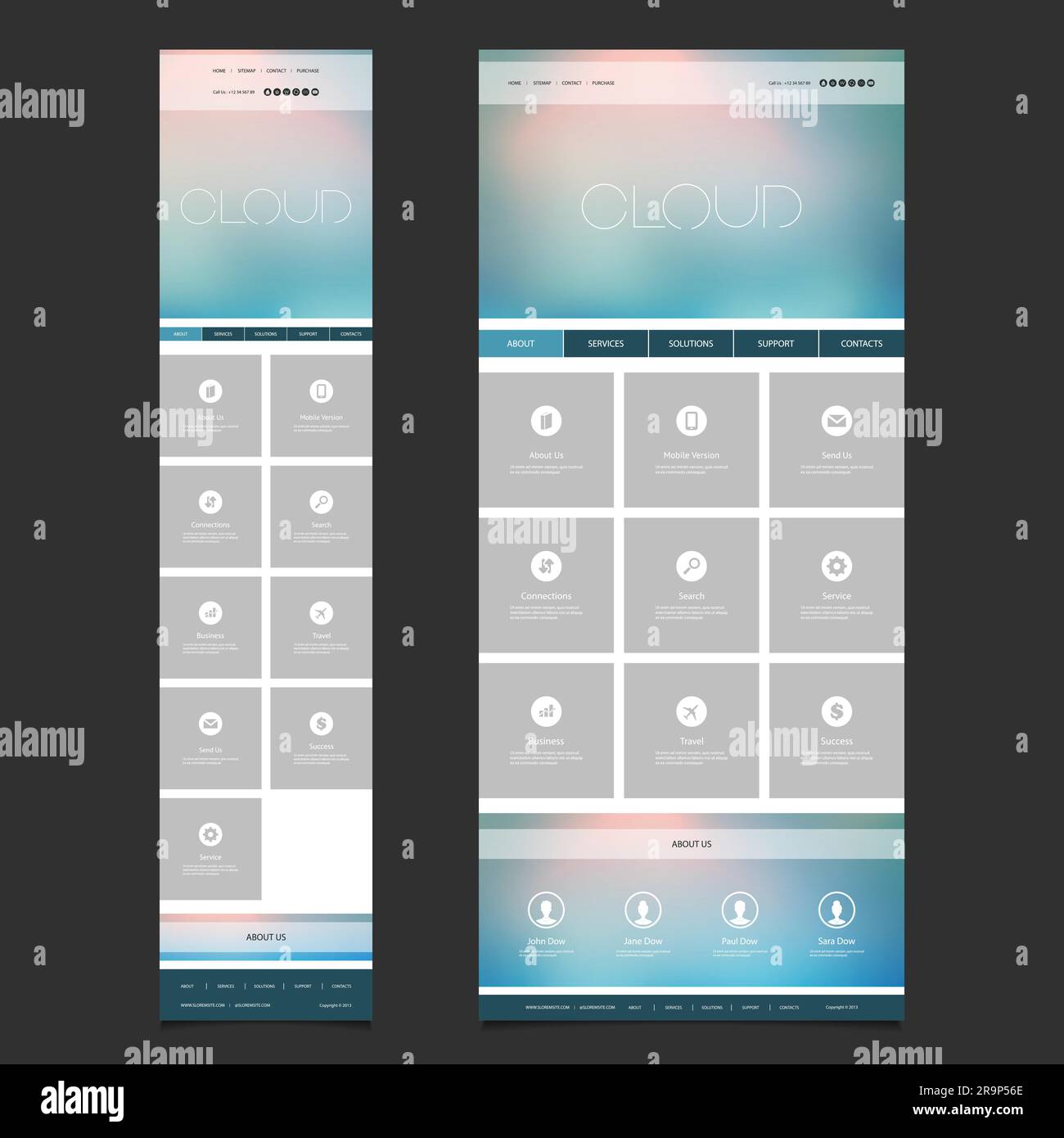 Responsive One Page Website Template Layout - Blurred Header Design ...