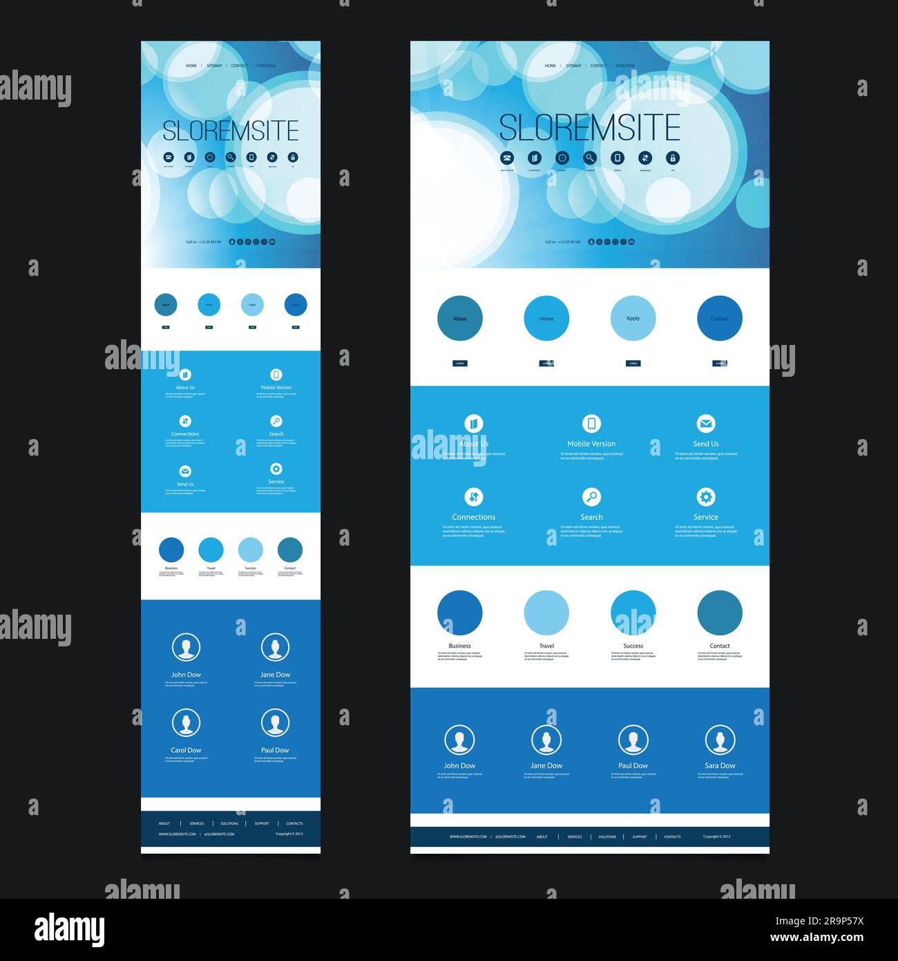 Responsive One Page Website Template Layout - Bubbles Header Design ...