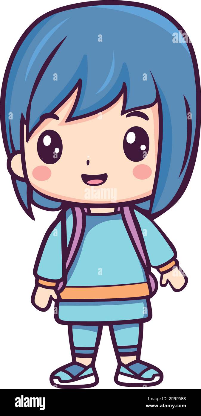 kawaii girl vector over white Stock Vector Image & Art - Alamy