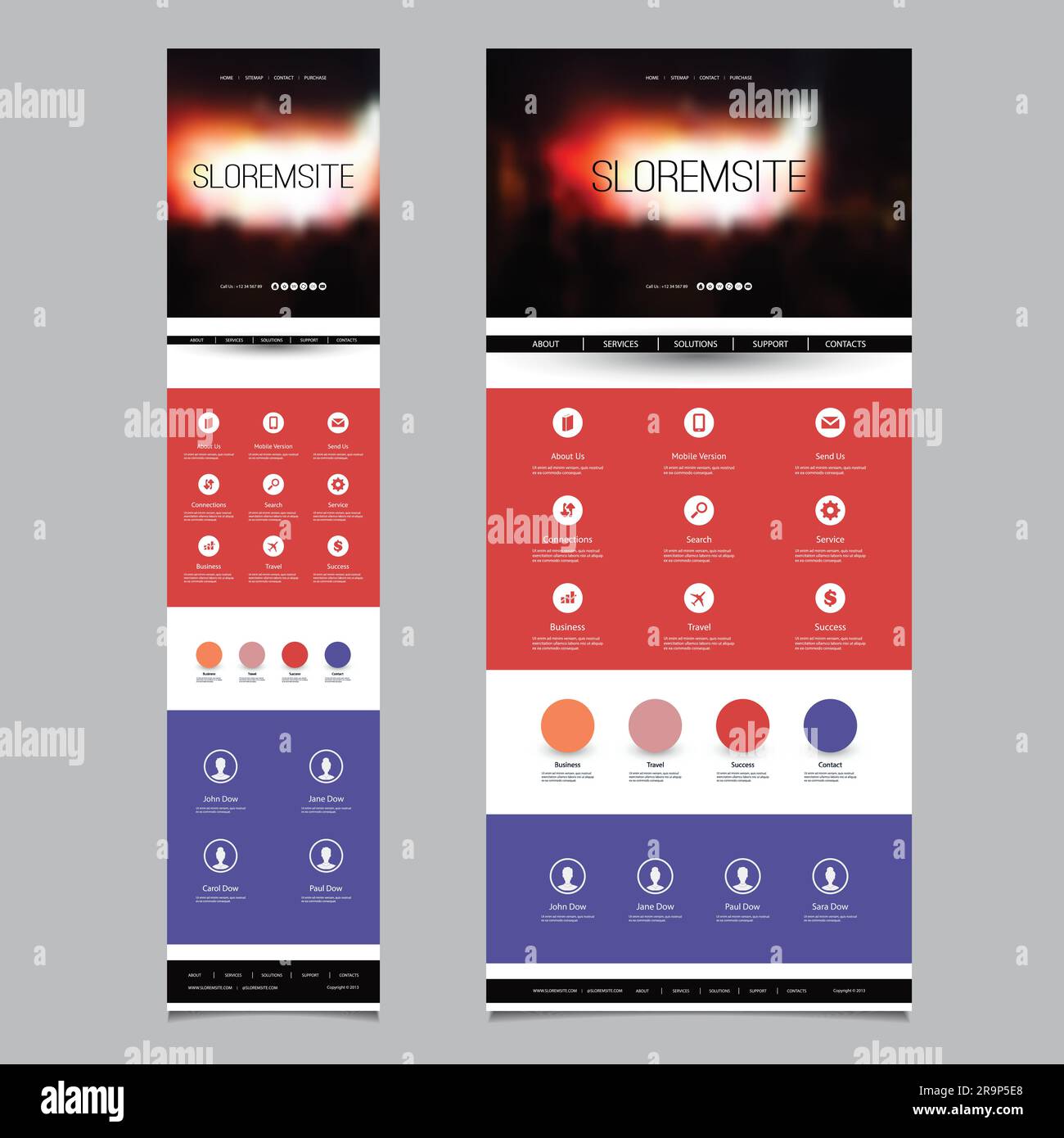 Responsive One Page Website Template with Blurred Background - Desktop ...