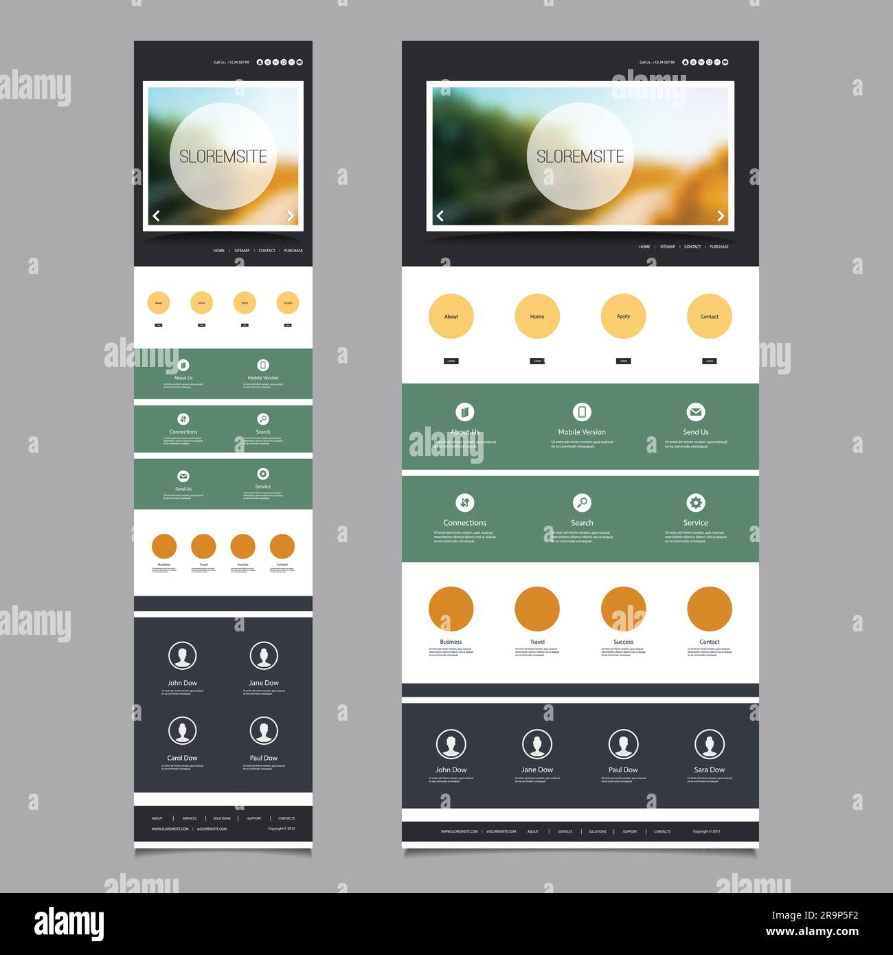 Responsive One Page Website Template - Header Design with Blurred ...