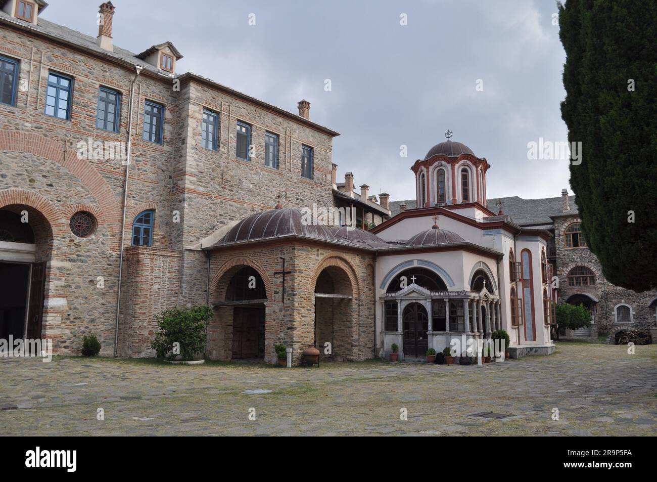 The Monastery of Iviron is a monastery built on Mount Athos Stock Photo ...