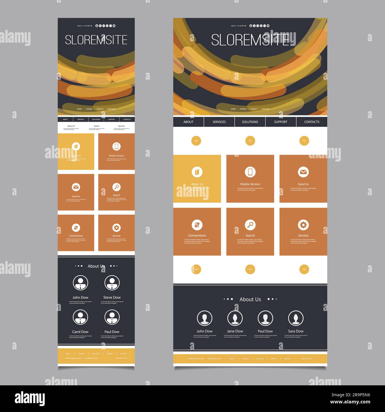 Responsive One Page Website Template - Header Design with Abstract ...