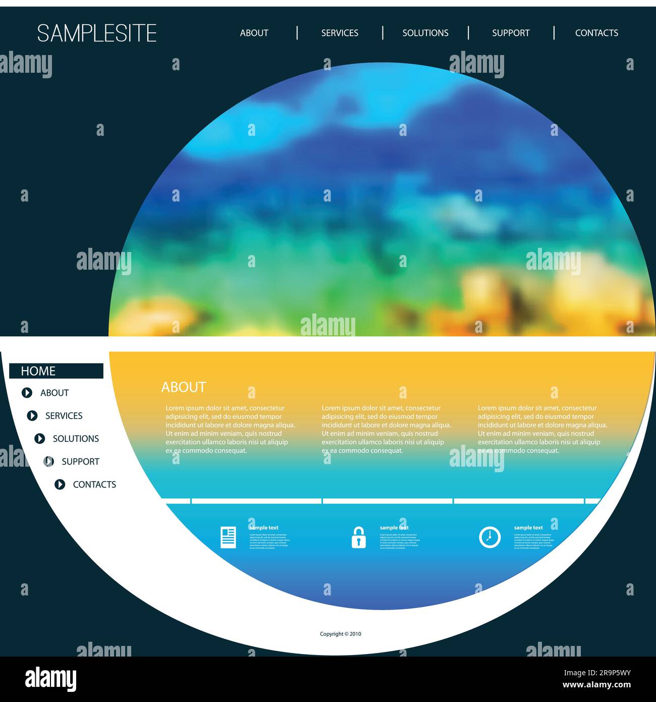 Unique Flat Style Website Design Template Layout with Blurred ...