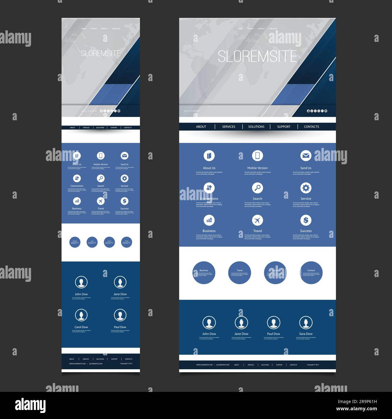 Responsive One Page Website Template - World Map Header Design ...