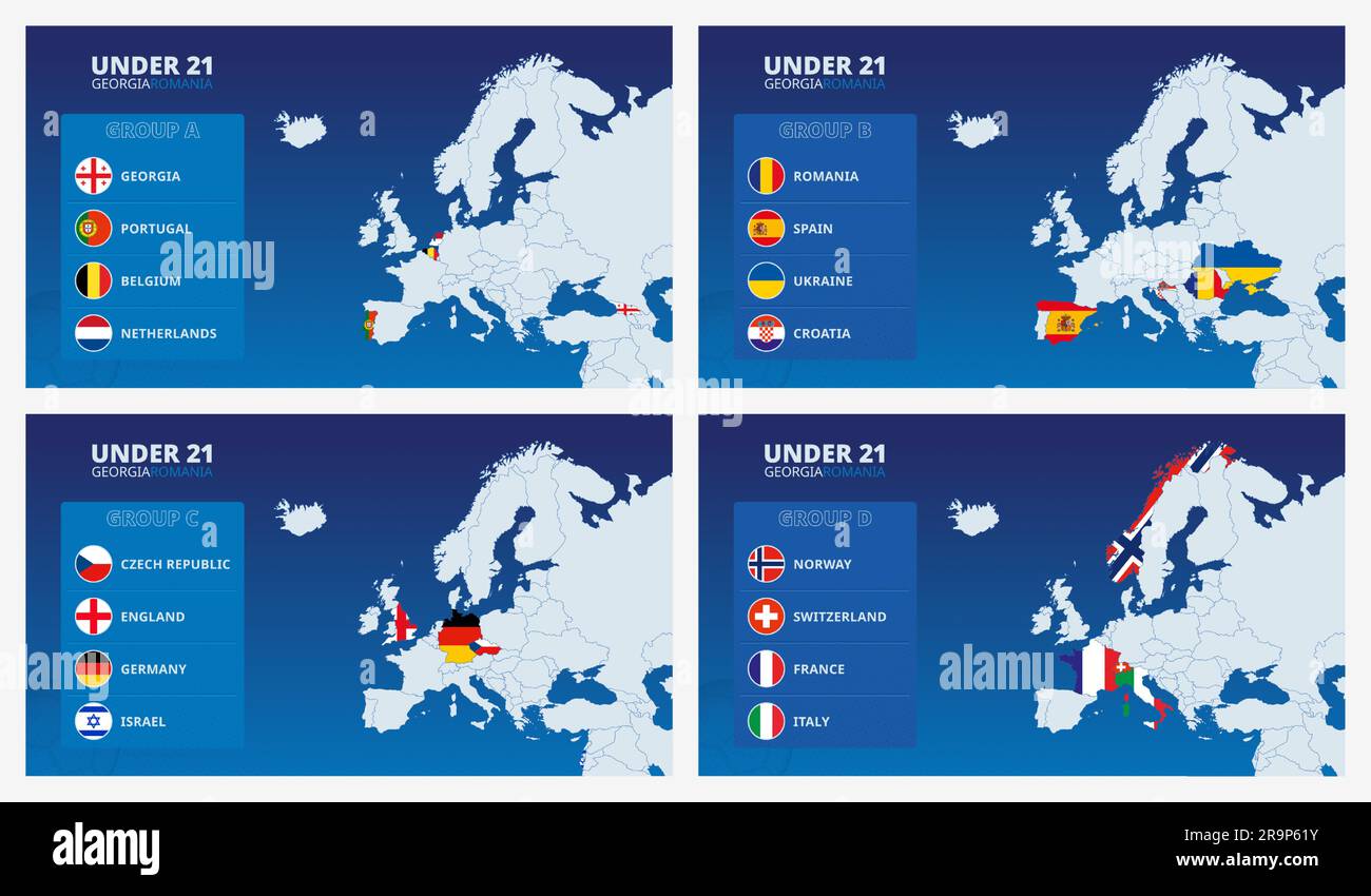 Map of Europe with marked maps of countries participating in the ...