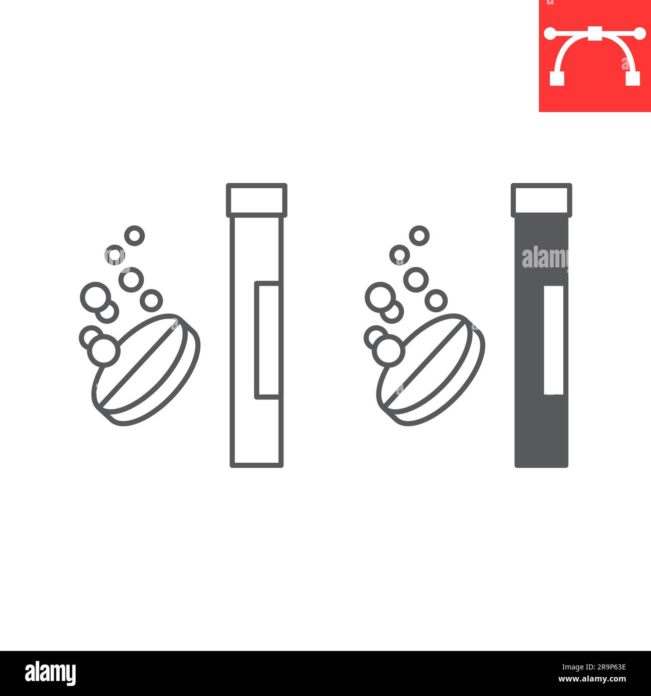 Effervescent vitamin line and glyph icon, supplements and health ...