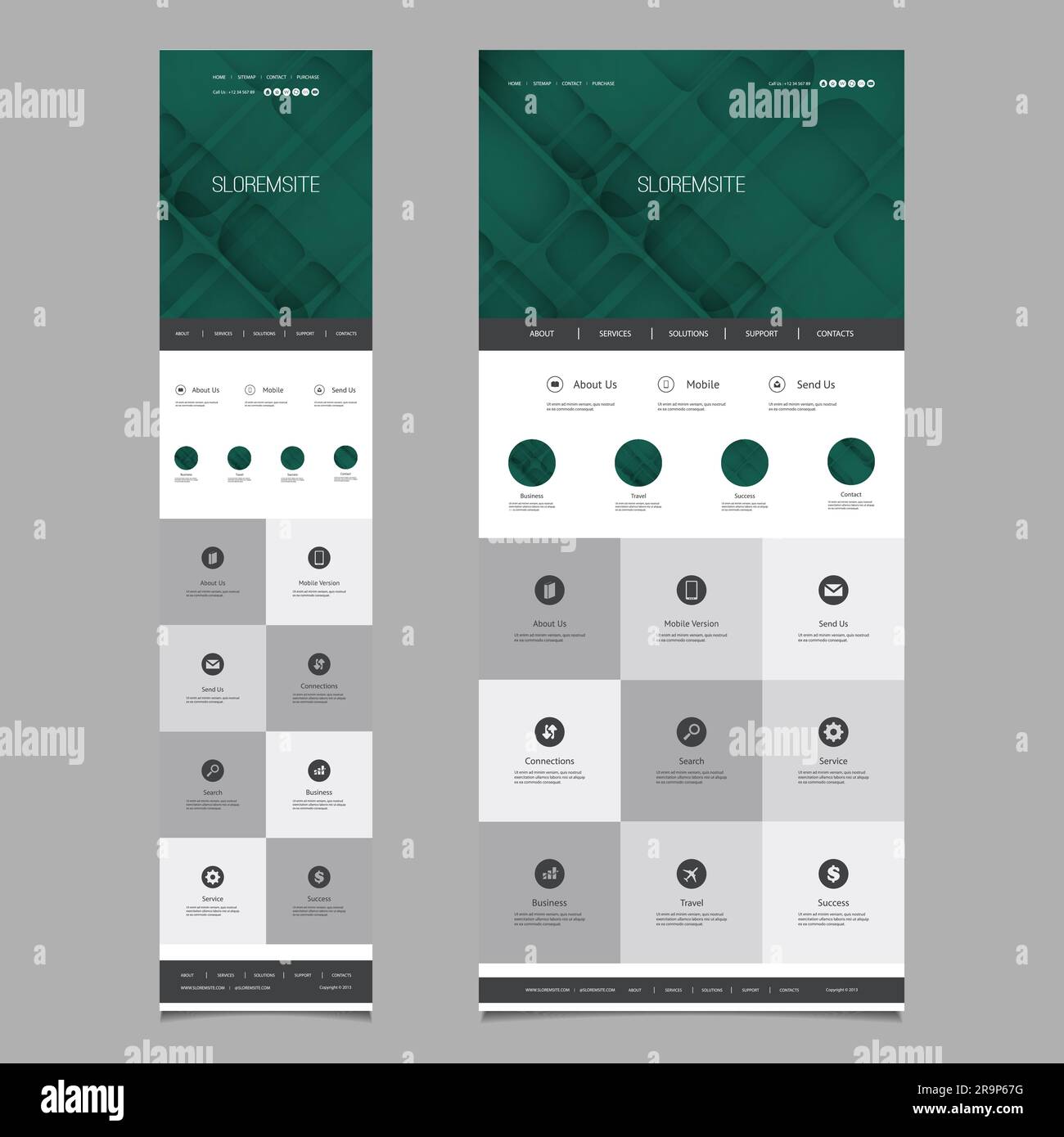 Responsive One Page Website Template - Header Design with Abstract ...