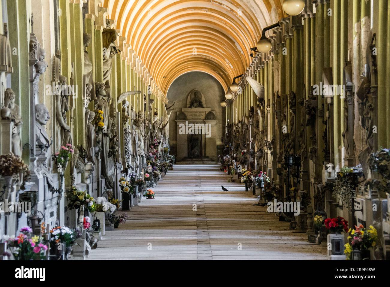An ossuary gallery in the Monumental Cemetery of Staglieno, Genoa ...