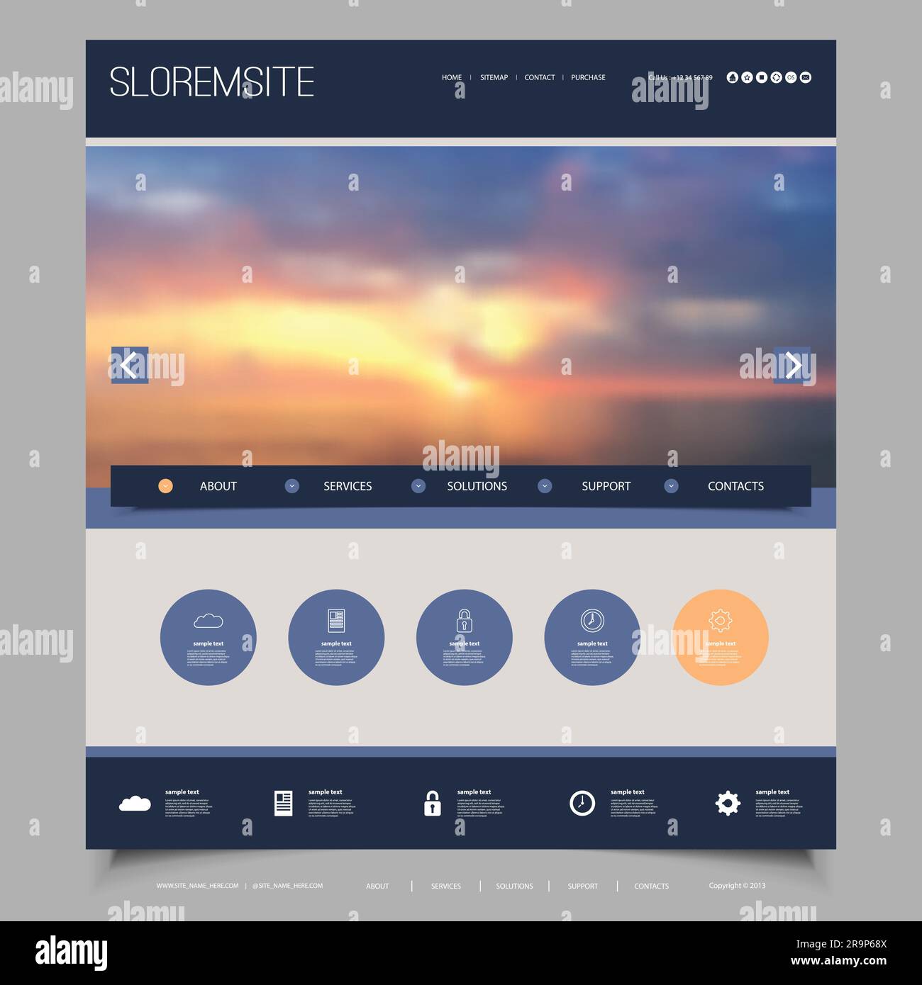 Website Design Template for Your Business with Sunset Sky Image ...