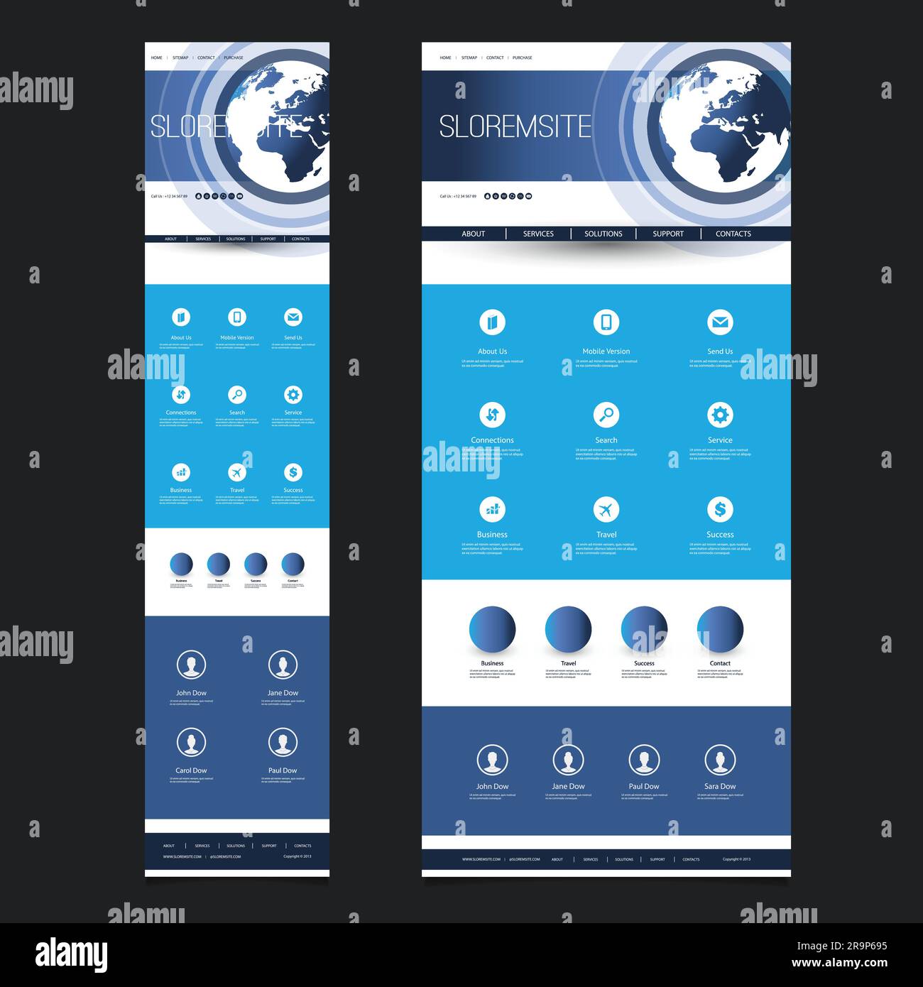 Responsive One Page Website Template - Header Design with Earth Globe ...
