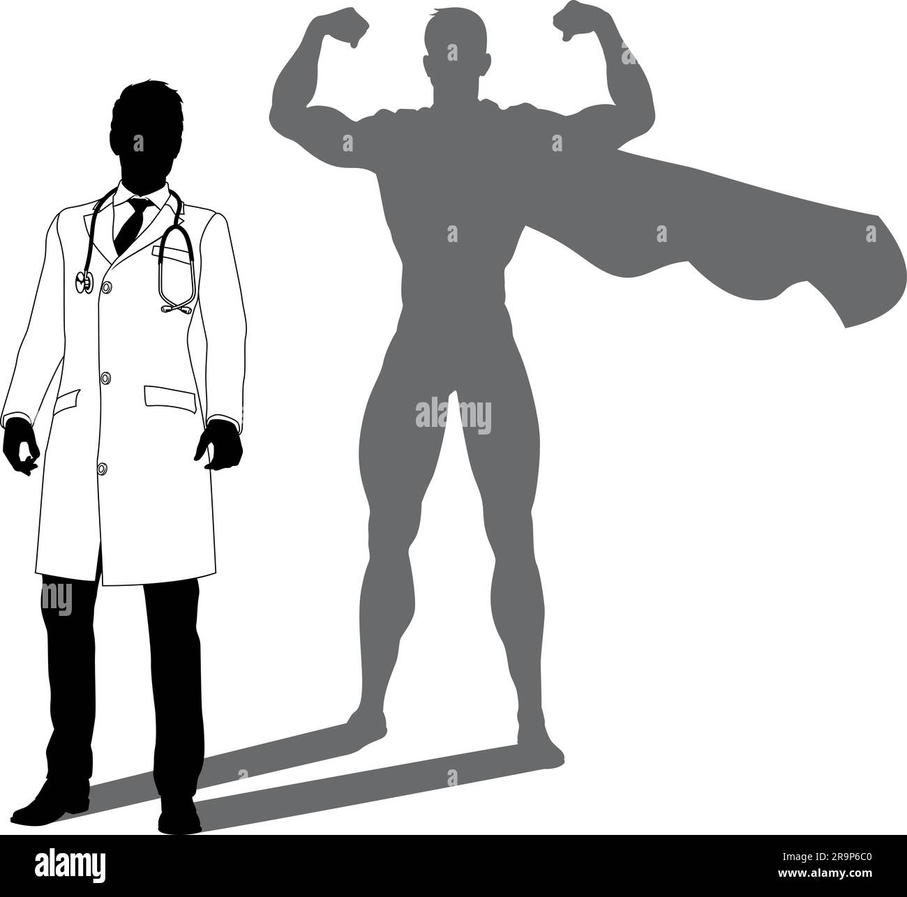 Superhero Doctor With Super Hero Shadow Silhouette Stock Vector Image ...