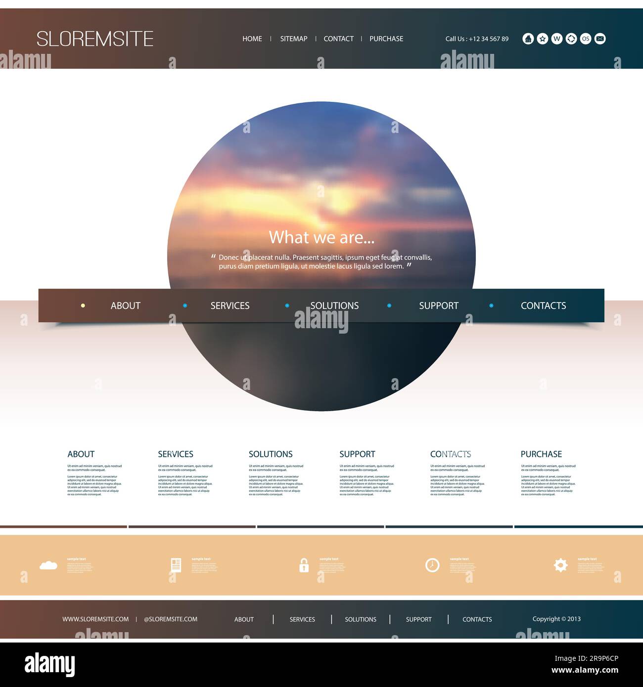 Website Design Template for Your Business with Sunset Sky Image ...