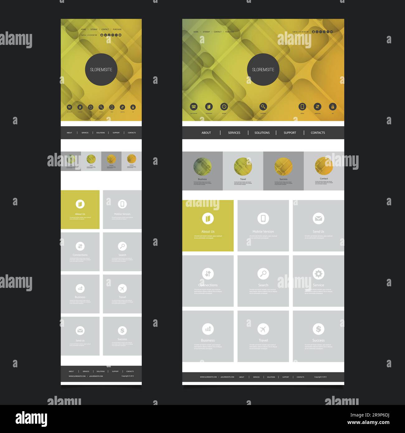 Responsive One Page Website Template - Header Design with Abstract ...