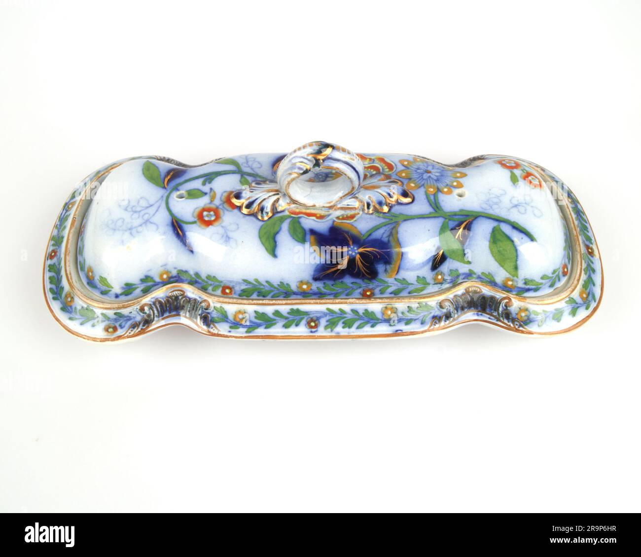 Antique Copeland Late Spode flow blue pottery razor tooth brush holder ...