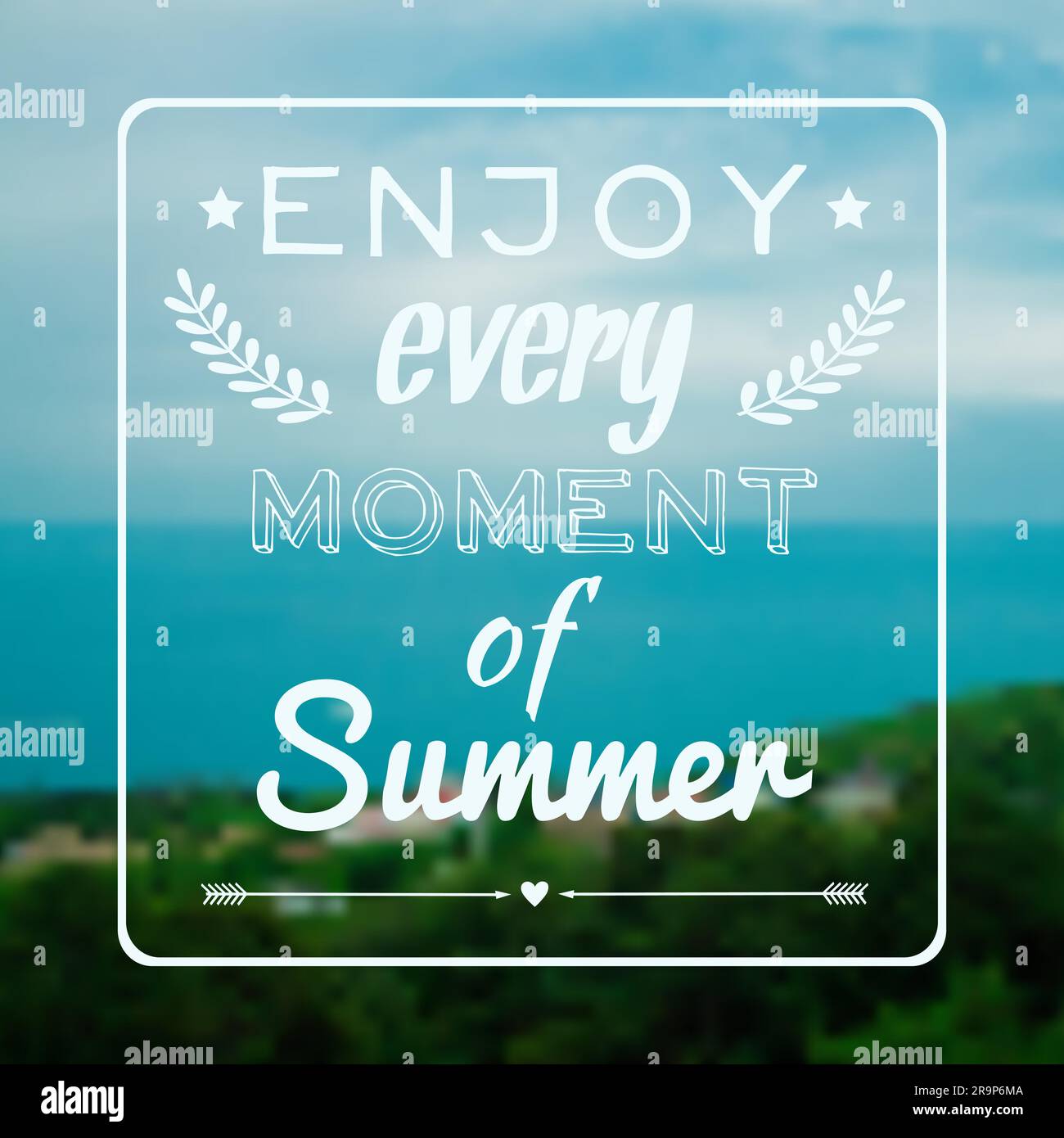 Vector blurred summer landscape background with motivational phrase ...