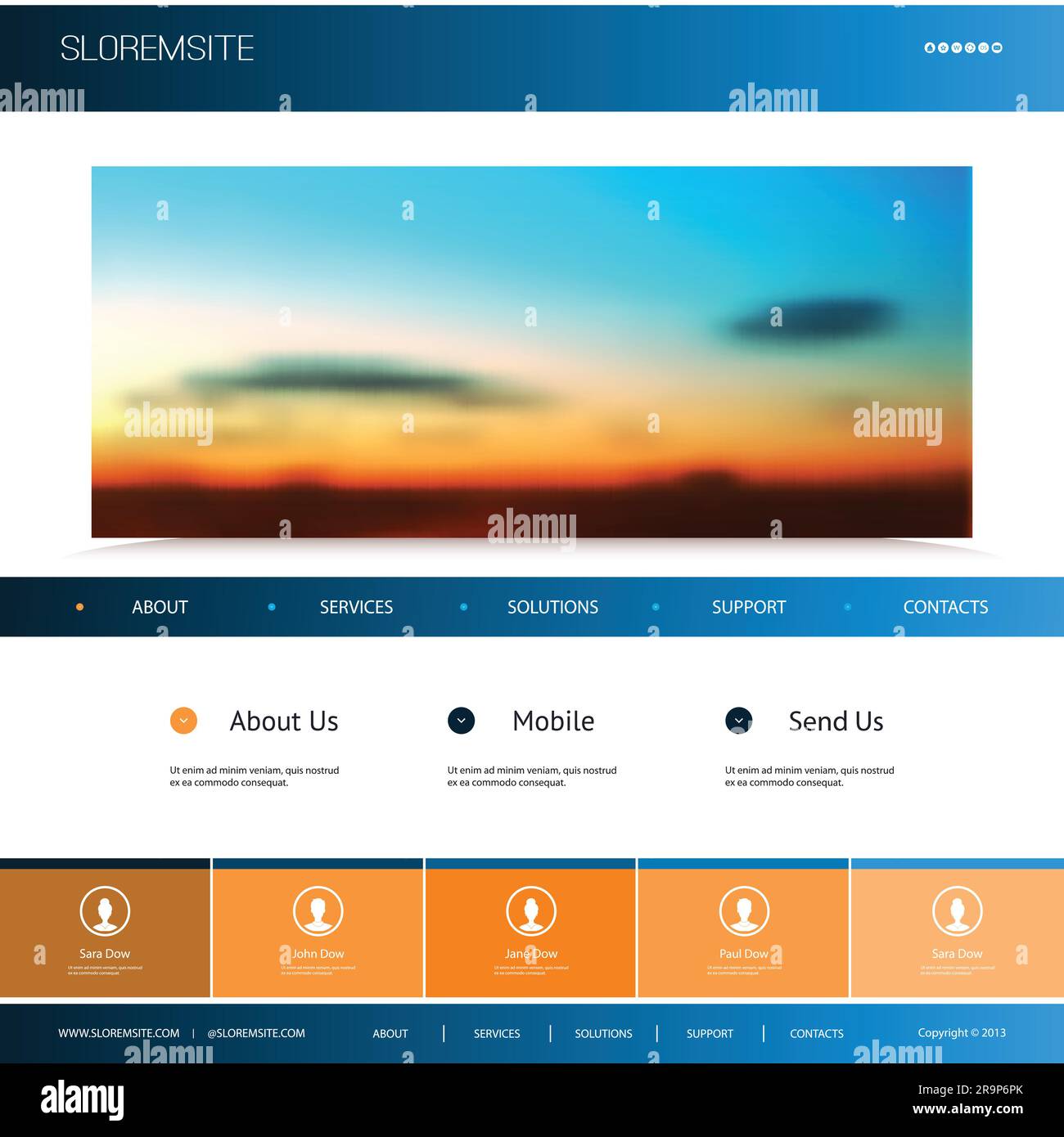 Website Design Template for Your Business with Sunset Sky Image ...