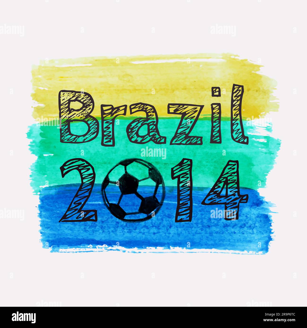 Vector illustration with watercolor ball dedicated to Brazil 2014 ...