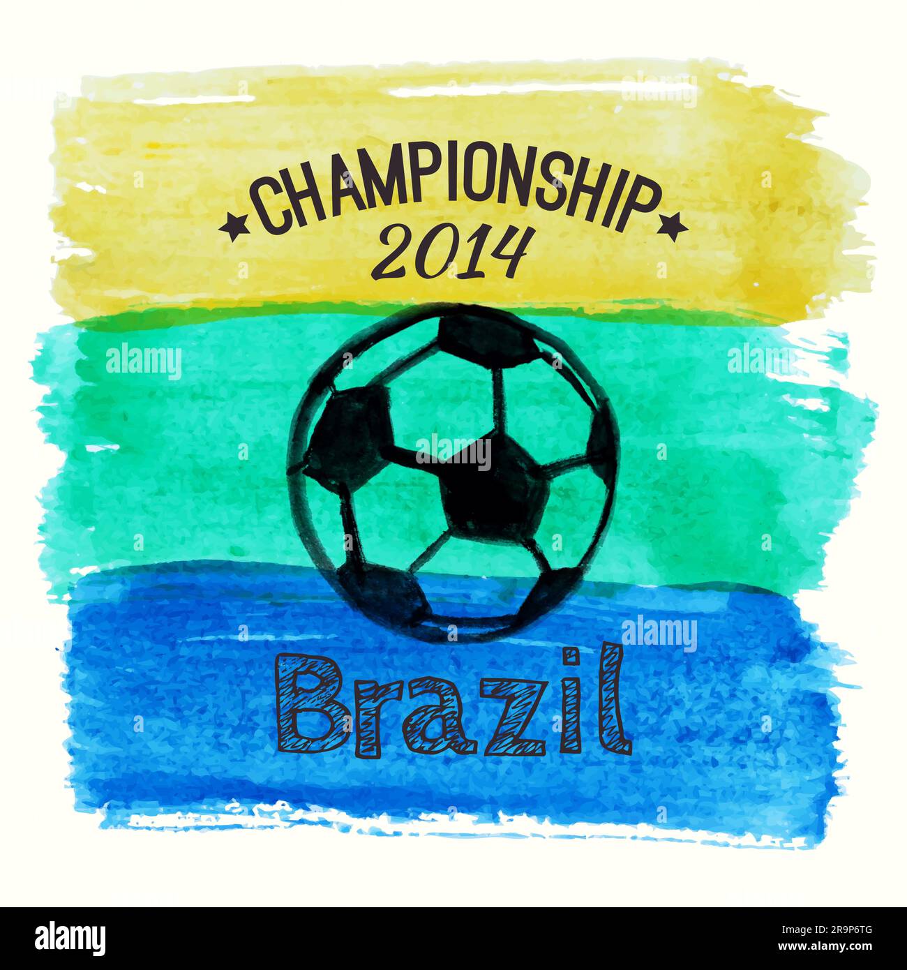 Vector illustration with watercolor ball dedicated to Brazil 2014 ...