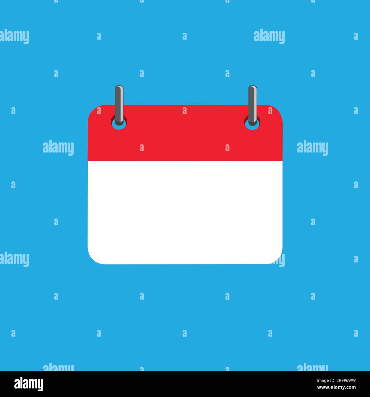 A blank calendar page in red and white on a blue background Stock ...