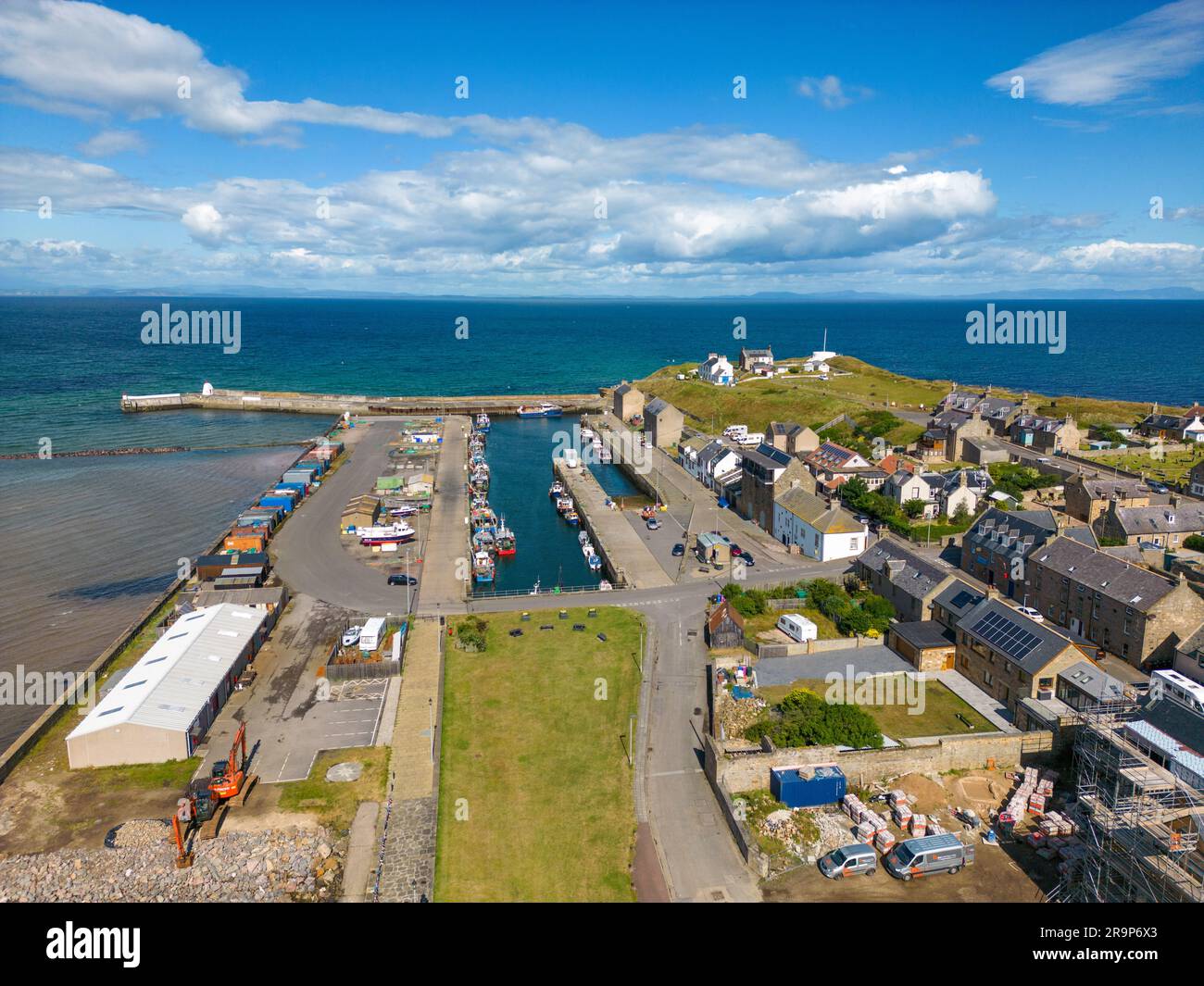 Aerial drone photo of the coastal town named Burghead in Moray ...