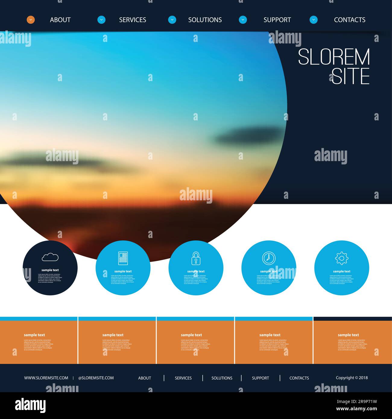 Website Design Template for Your Business with Sunset Sky Image ...