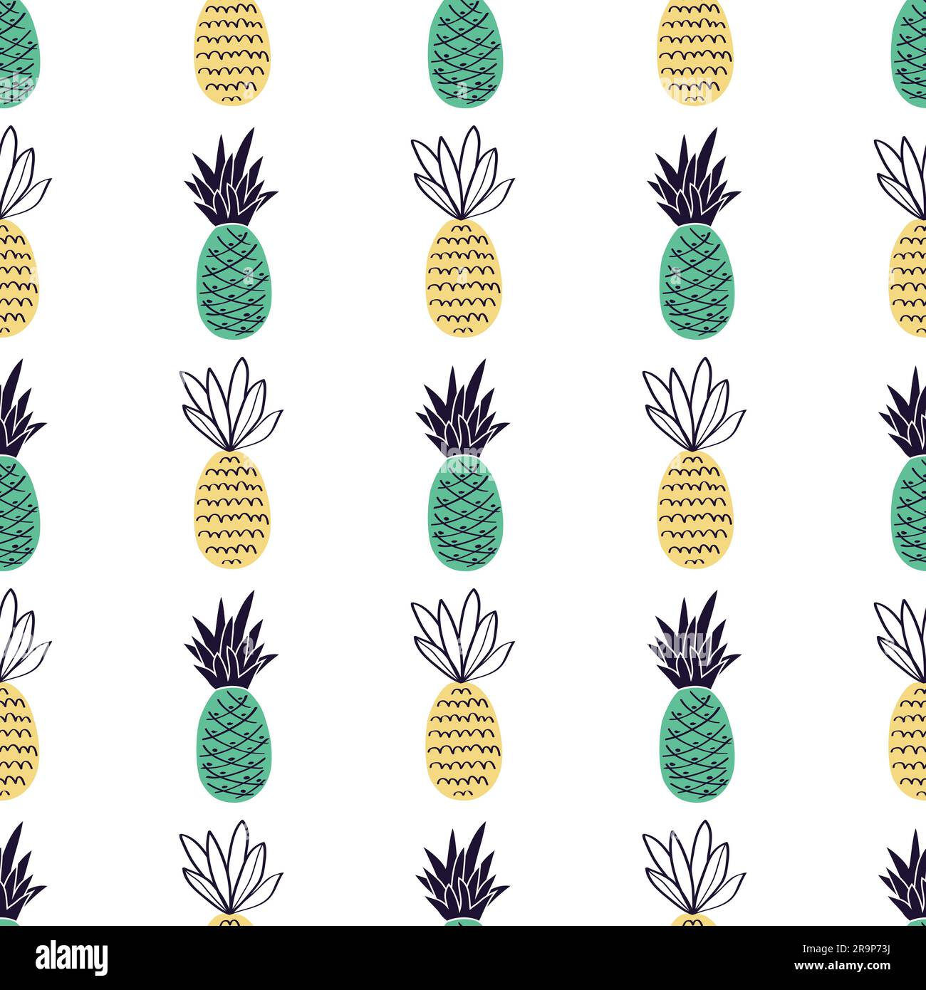 Vector seamless pattern with pineapples. Cute summer fruit background Stock Vector Image & Art ...