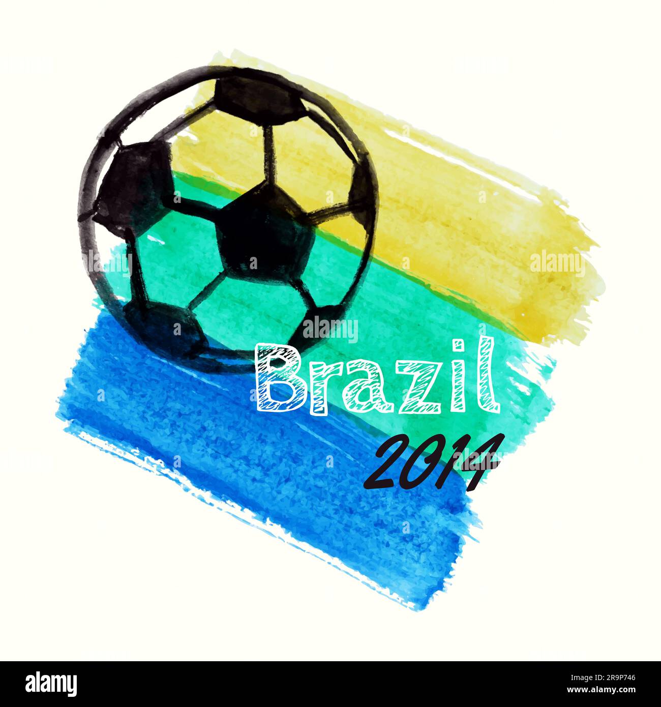 Vector illustration with watercolor ball dedicated to Brazil 2014 ...